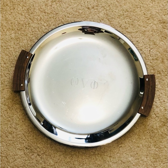 Kromex | Dining | Vintage Kromex Mcm Round Shiny Chrome Tray W Wood ...